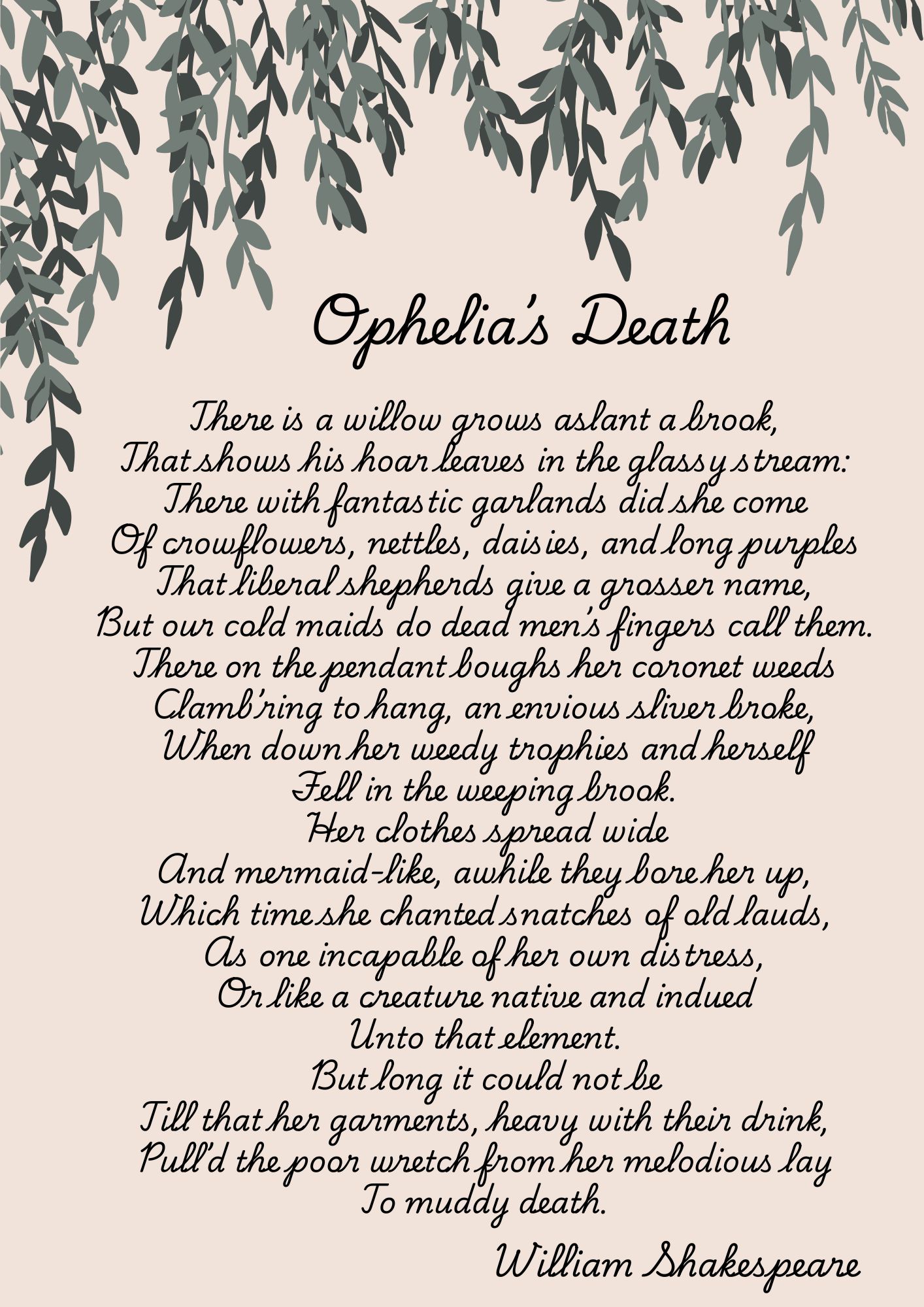 Ophelia's Death as told by Gertrude (PDF download) - My Fingers Fly