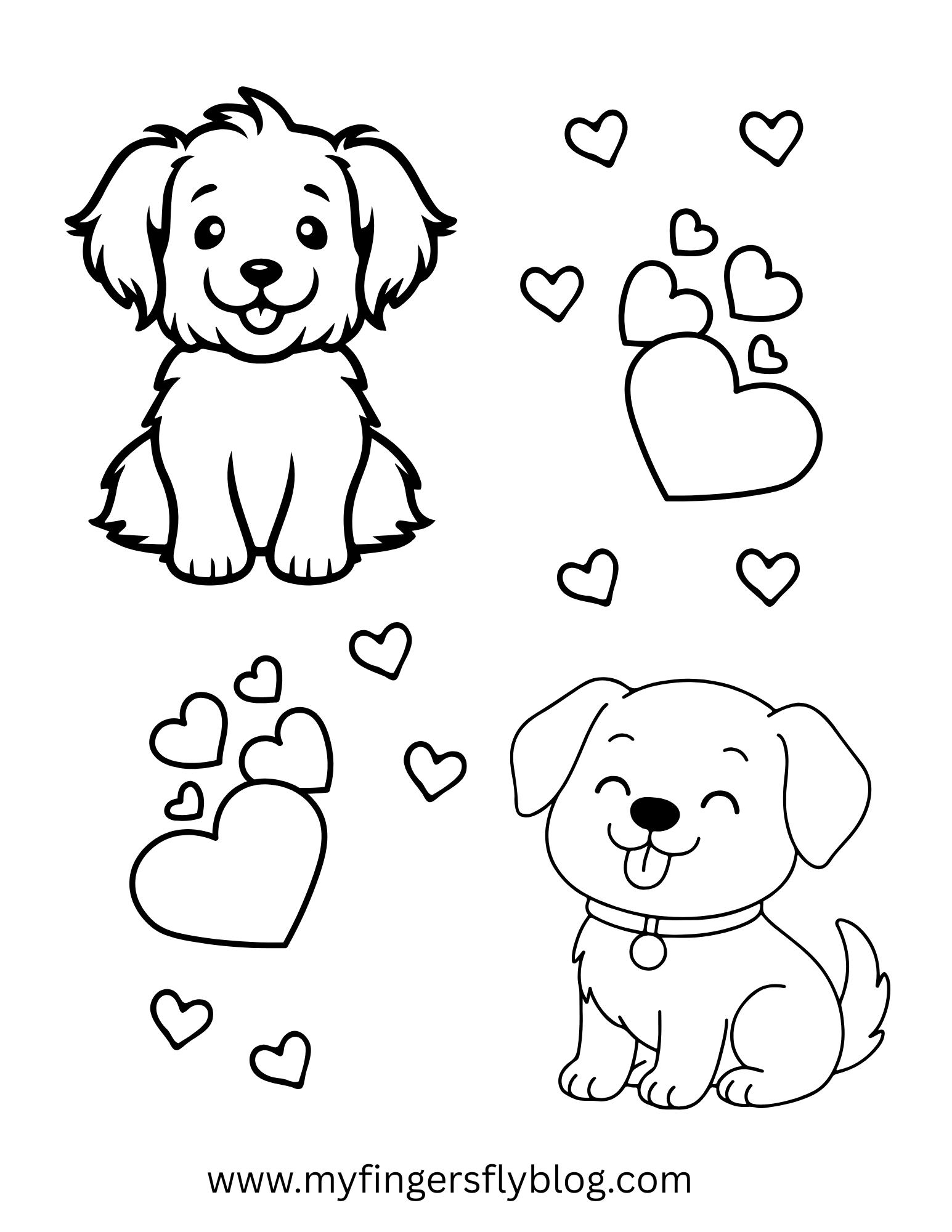 Puppy Love Coloring Page - My Fingers Fly