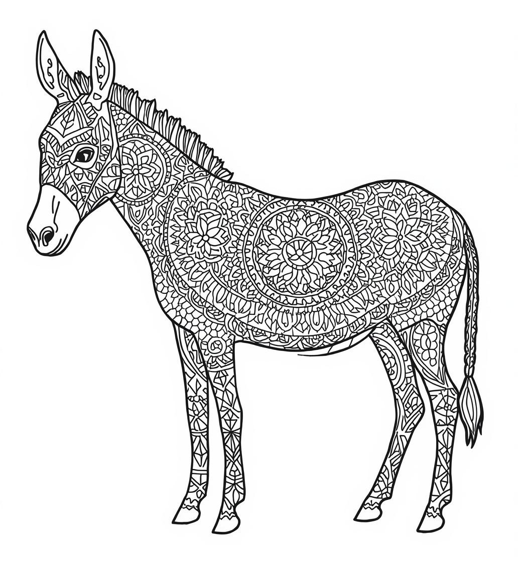 Mandala Donkey Coloring Page, free download - My Fingers Fly